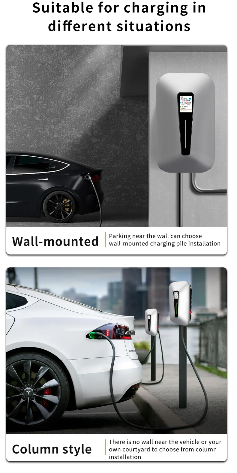 Ev Wall Charger Level2 Wallbox 22kw Type1 Type2 Fast Charging Station ...