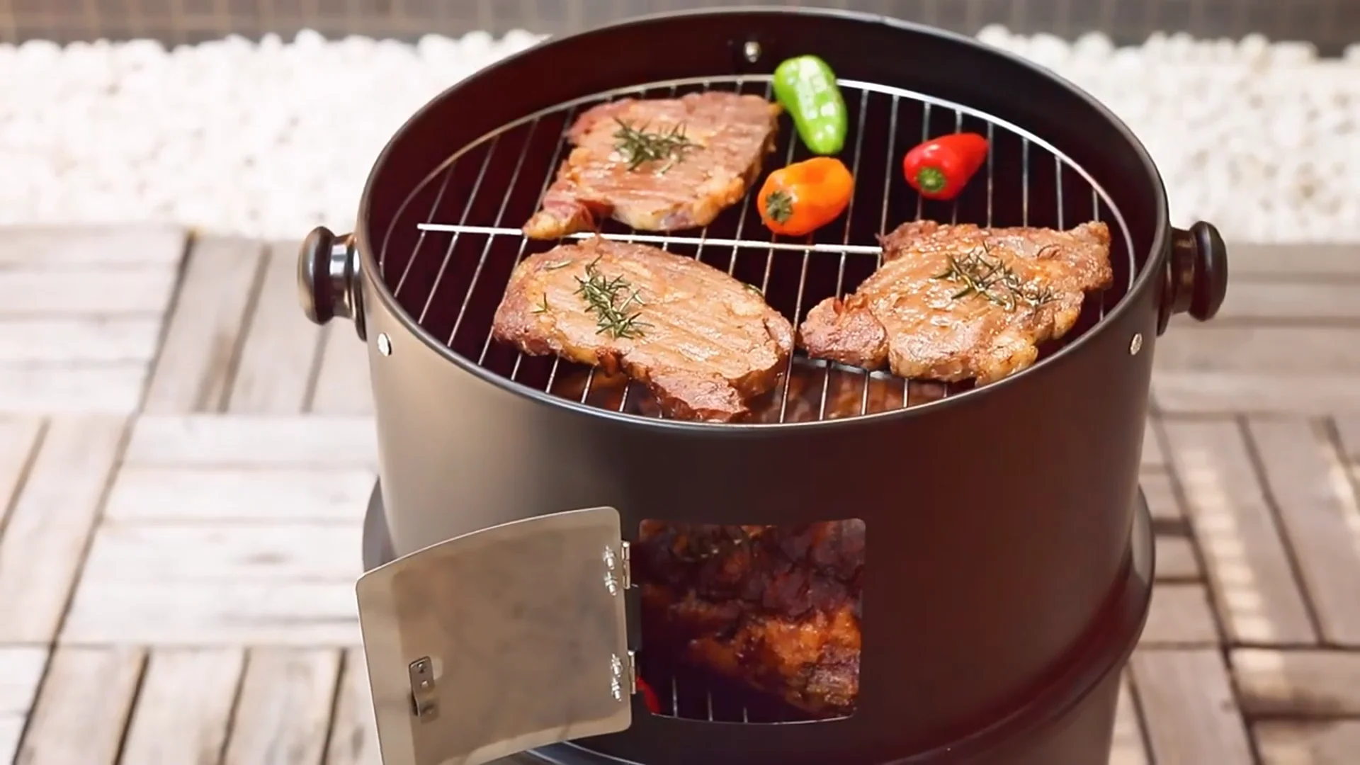 3 In 1 Smokeless Charcoal Barbecue Grill Smoker 3 Layers Tower Vertical ...