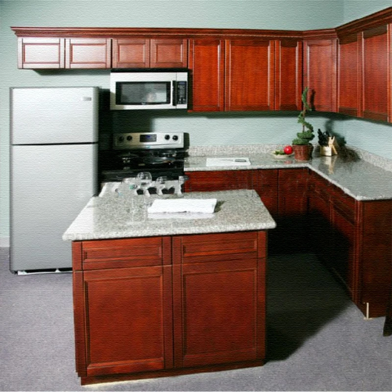 Cherry Red Kitchen Cabinets And Poplar Solid Wood Kitchen Cabinet And ...