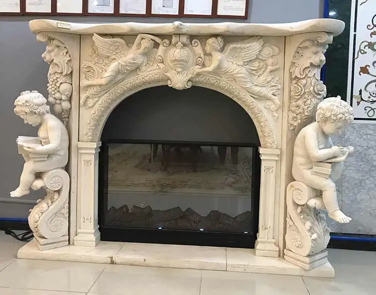 Impressive Italian Marble Fireplace Surround - Angel Design