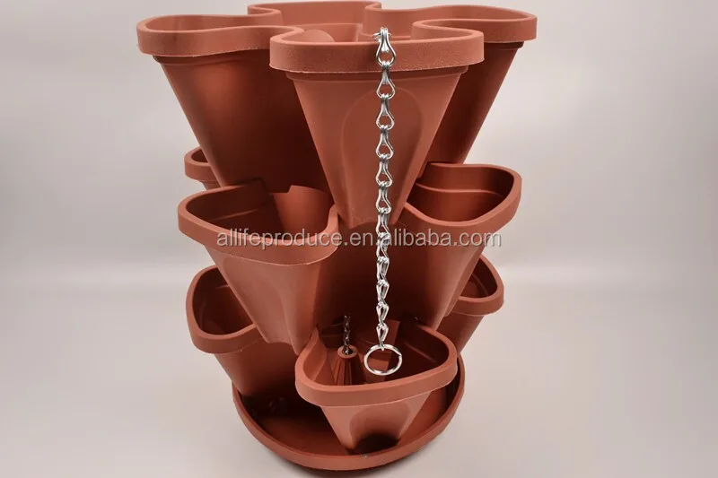Tiered Strawberry Planter - Stacked Pot Tower for Gardens