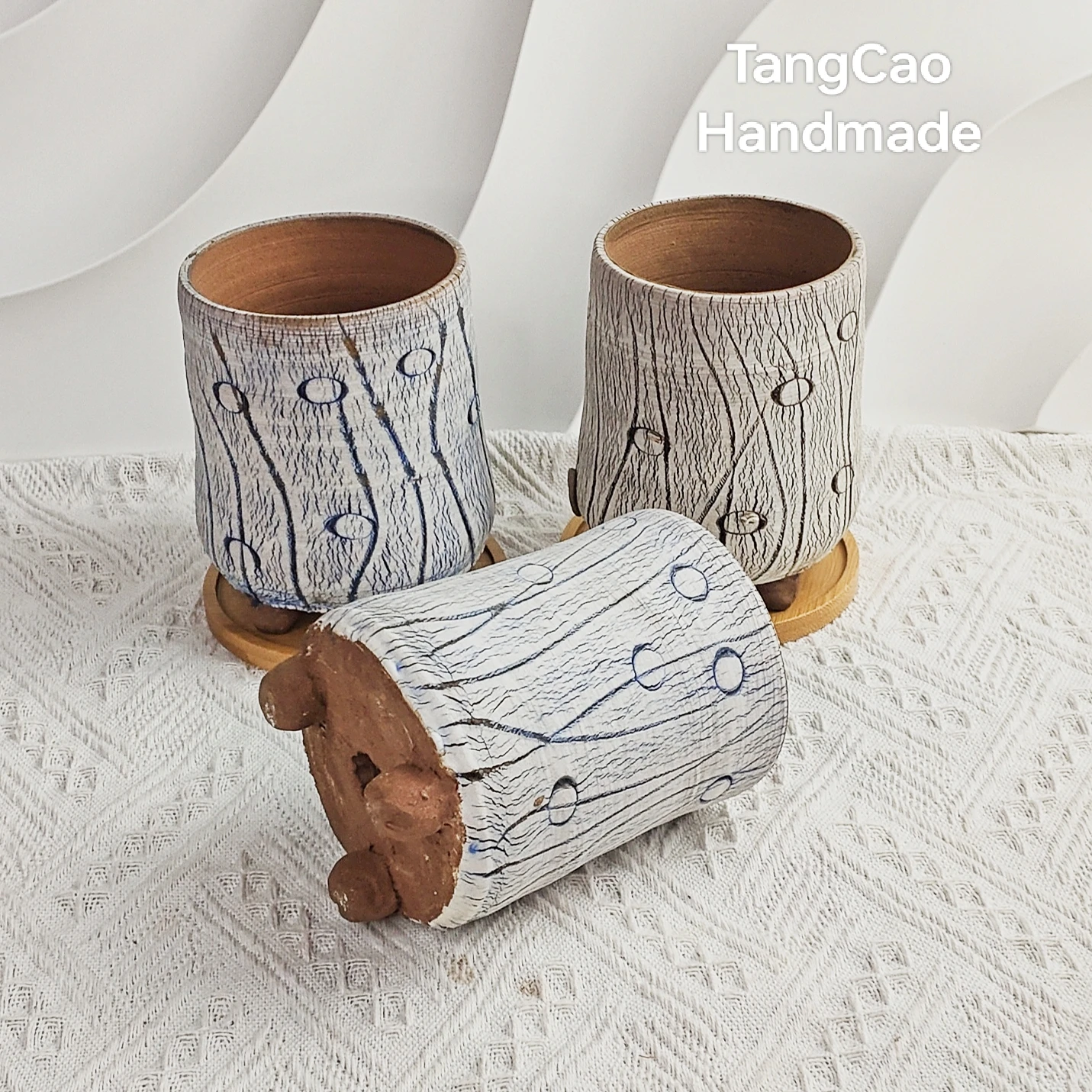 Tangcao Handmade Cylindrical Ceramic Flower Pot Desktop Potted Simple ...