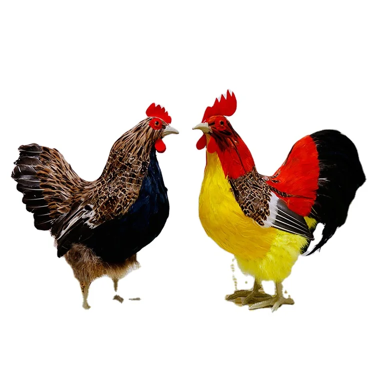 Simulation Standing Rooster Plastic Model ℜ Feather Rooster Hen Chick ...