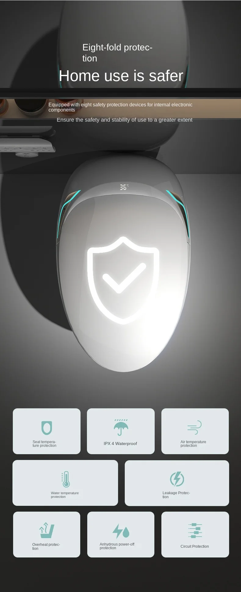 Smart Toilet - Luxury Intelligent Ceramic Bowl with Remote