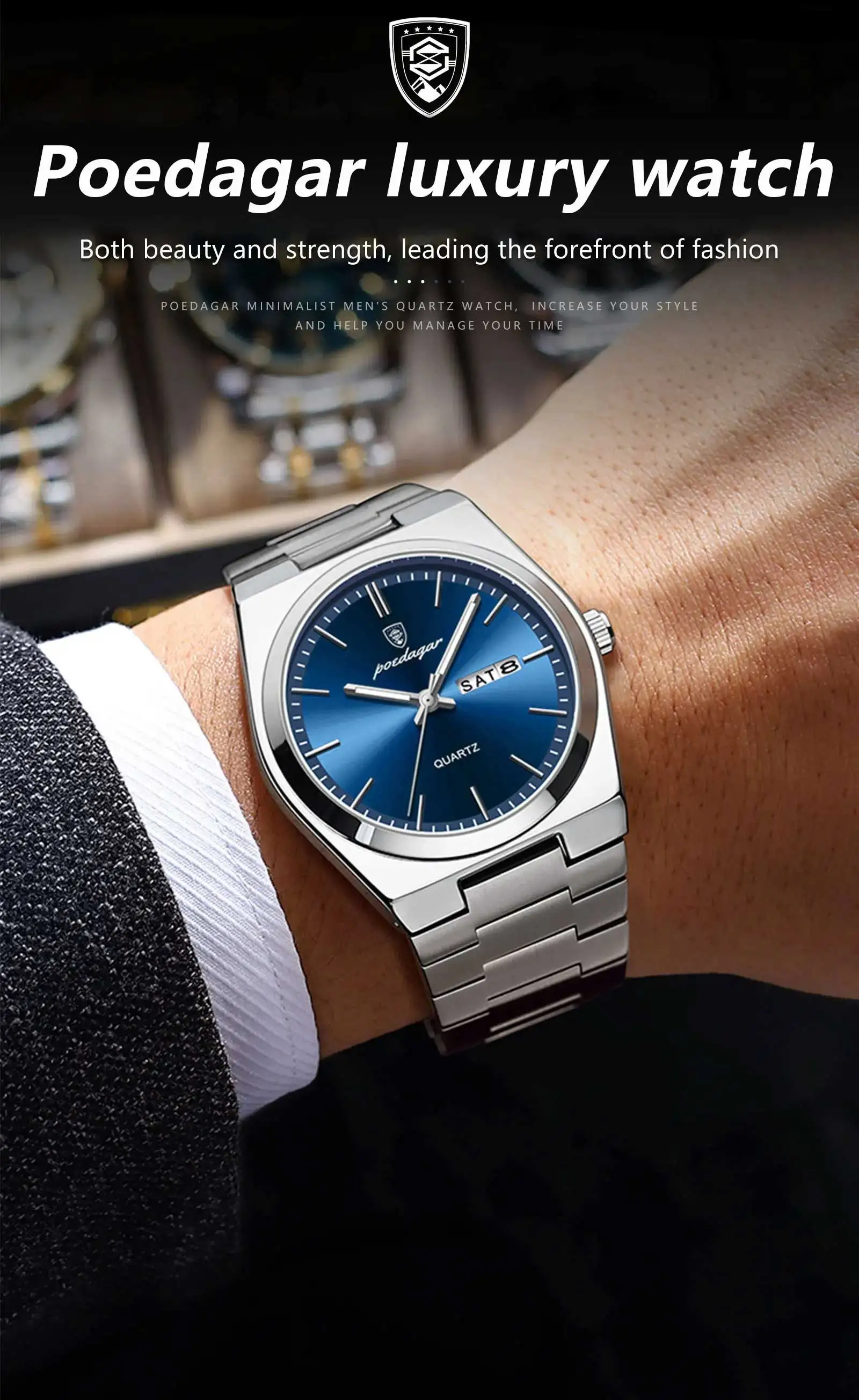 Poedagar 930 Men's Quartz Watch - Waterproof Luxury Stainless Steel ...
