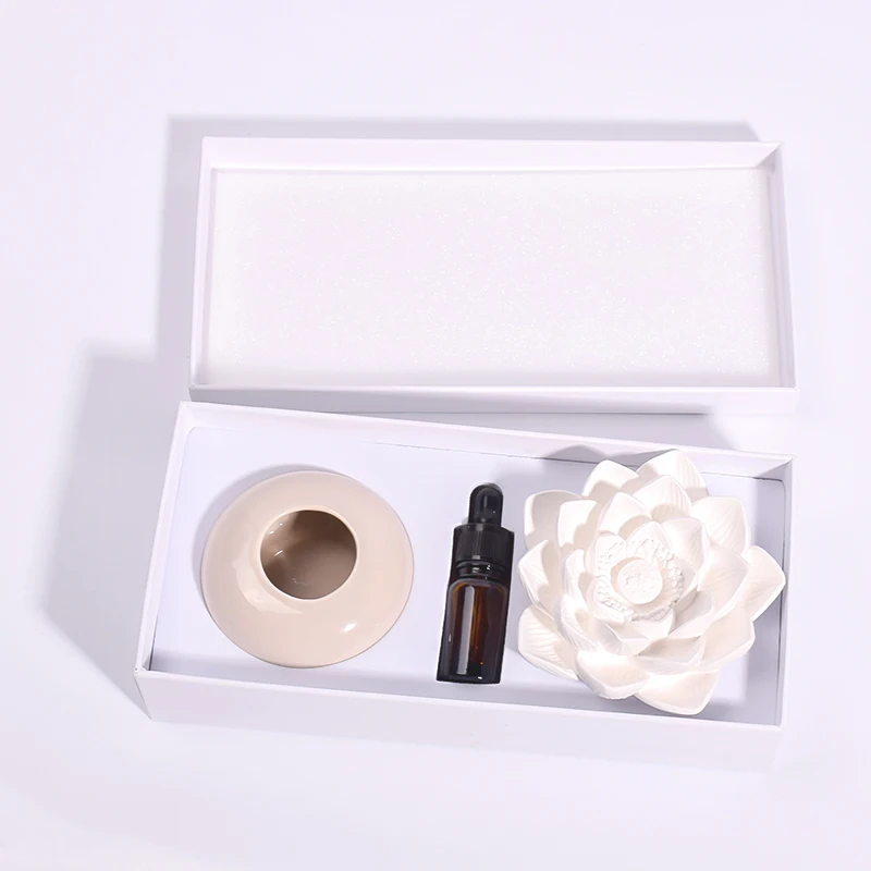 Luxury Flower Ceramic Diffuser Stone Fragrance White Porcelain Diffuser ...