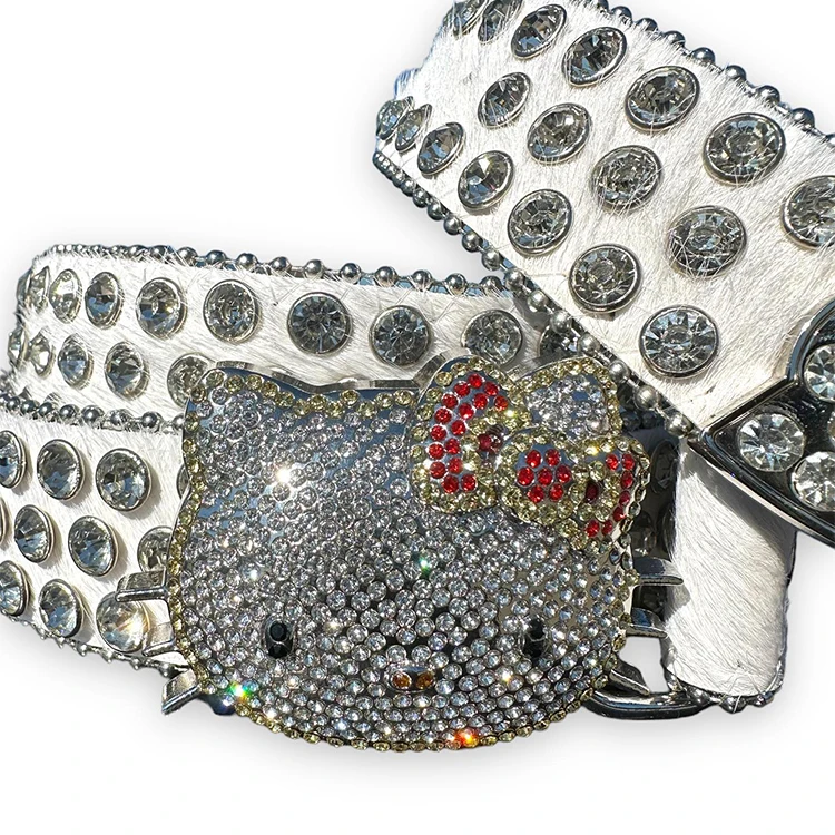 Cute Hello Kitty Shiny Crystal Belt Buckle Custom Design