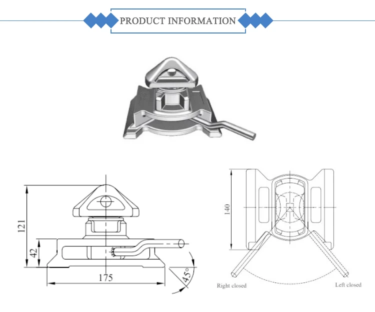 High Quality Marine Bottom Dovetail Twistlock - 45 Degree