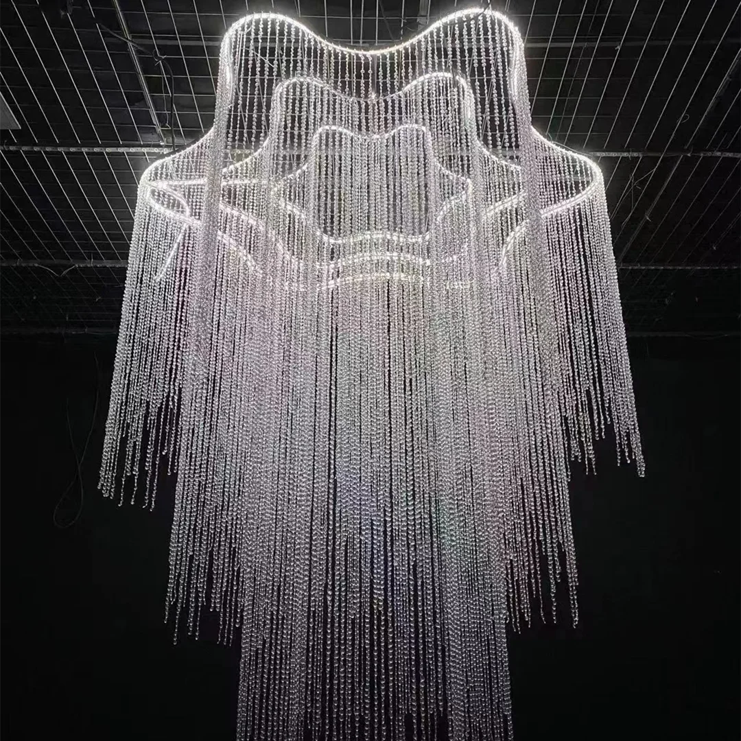 Luxury Led Hanging Crystal Acrylic Beads Ceiling Curtains Drape ...