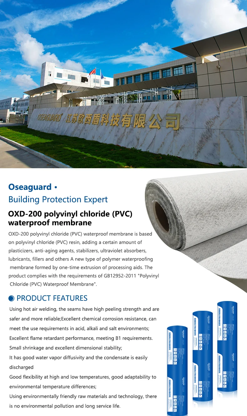 Fiber-backed Polyvinyl Chloride Pvc Waterproofing Membrane For House ...