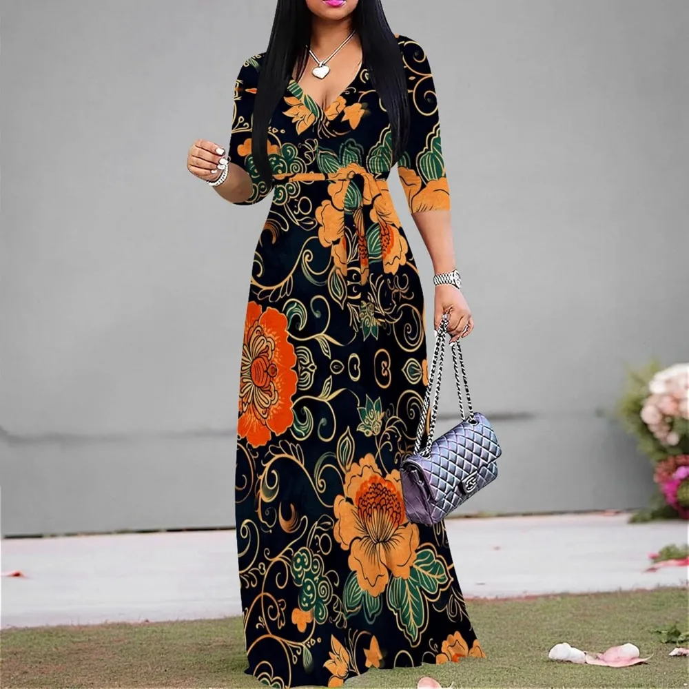 Alibaba.com: 1X-6X Plus Size Maxi Dress, Short Sleeve Ruffle Flowy High ...