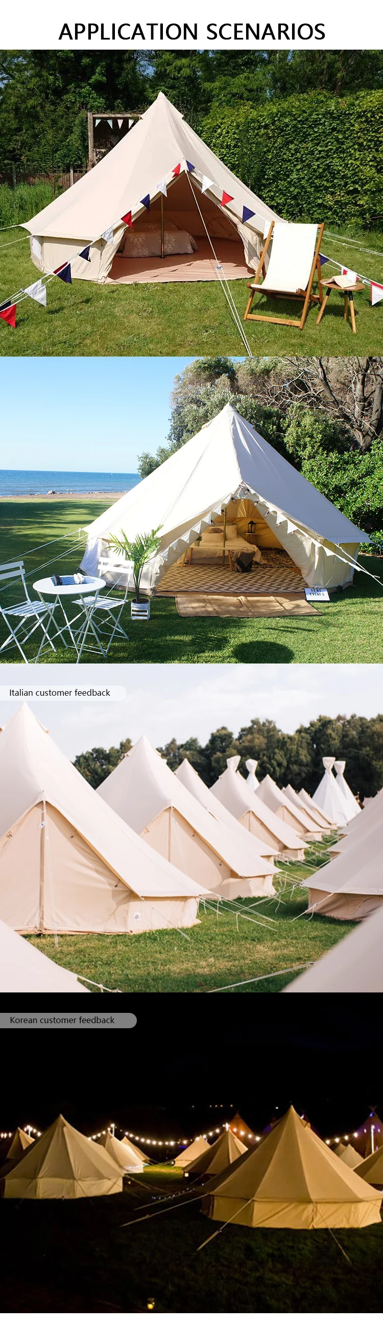 High Quality Outdoor Camping Luxury Glamping Cotton Canvas Pyramid Tipi ...