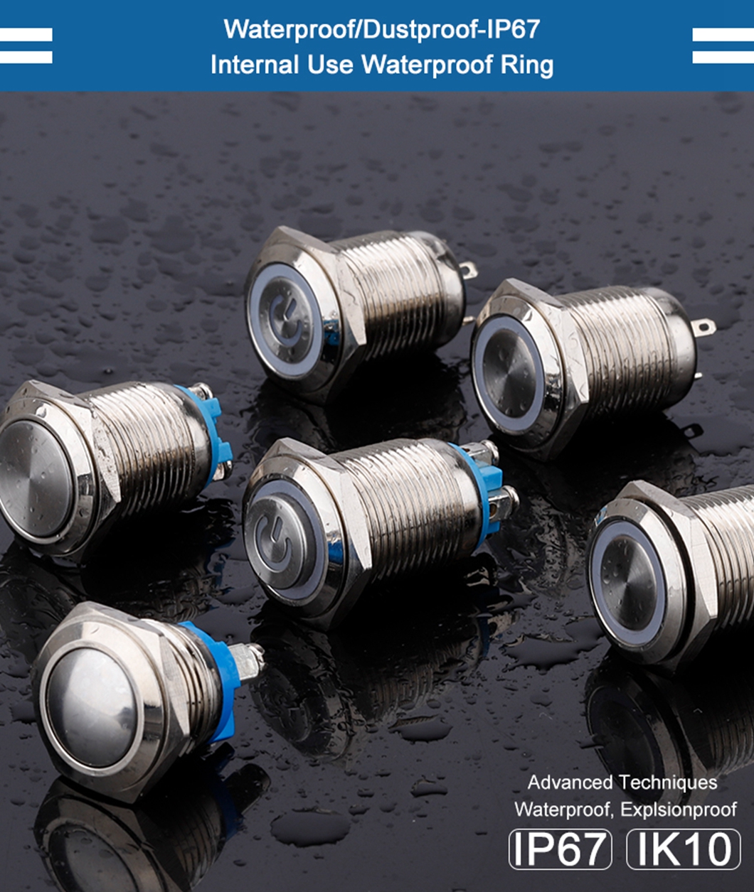 10mm Led Push Button Switch Flat Head Waterproof Momentary Small Mini ...