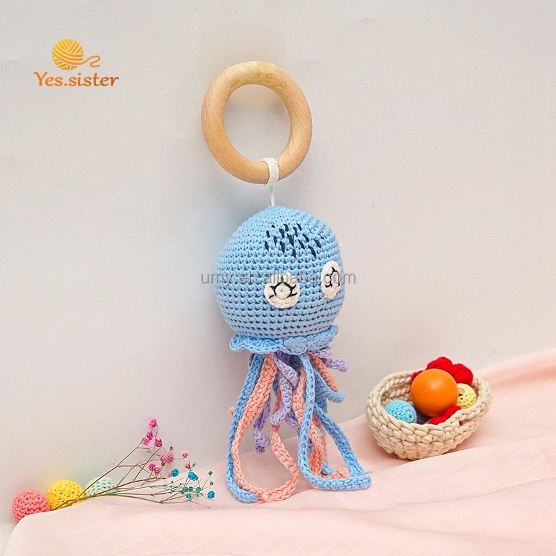 Crochet Stuffed Animals Baby Cot Hanging Plush Rattles Toys Musical ...