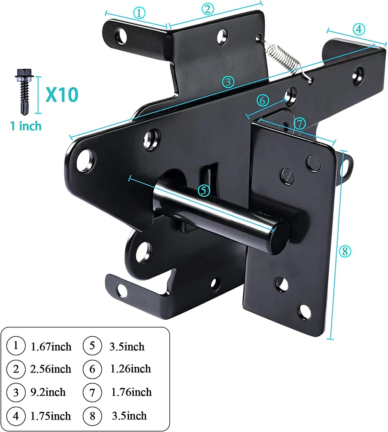Self-Locking Gate Latch Heavy Duty Post Mount Automatic Gravity Lever ...