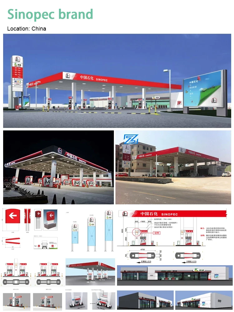 Custom Gas Station Canopy with LED Canopy Frame & Accessories