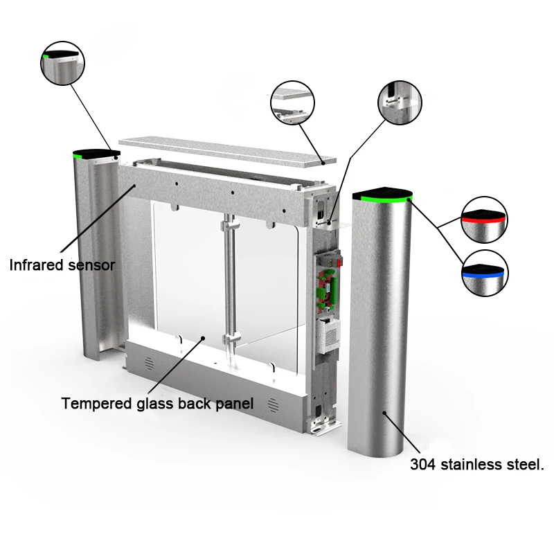 Indoor Office Security High Speed Turnstile Aluminium Swing Gates ...