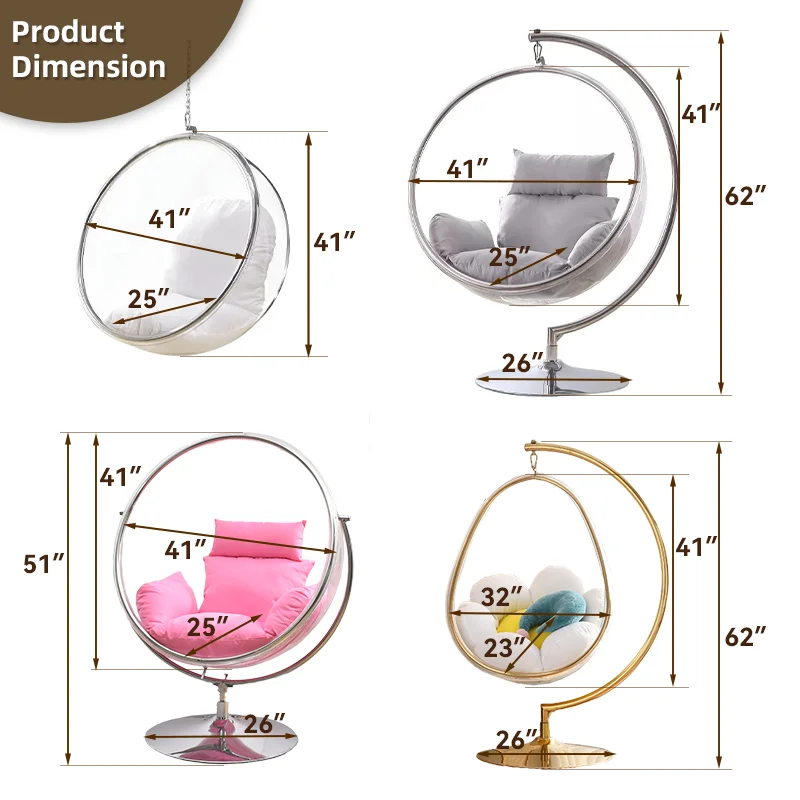 Luxury Modern Arm Clear Gold Acrylic Golden Egg Acrylic Swing Sofa ...
