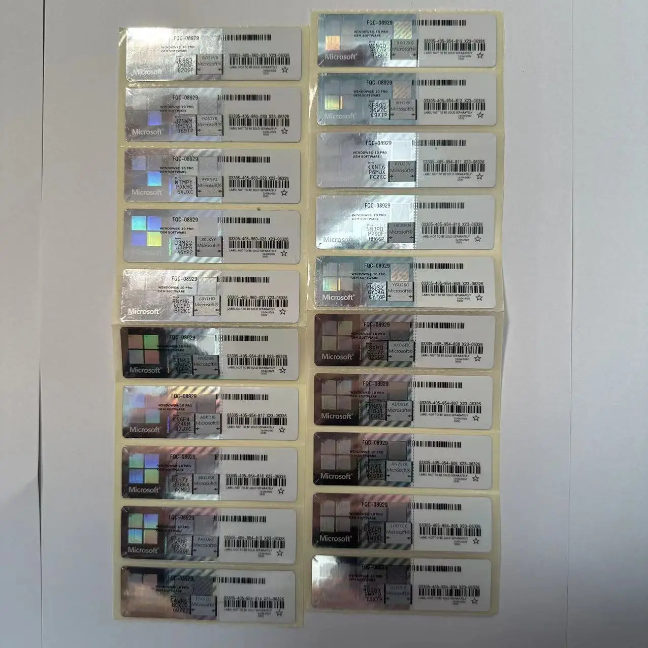 Windows 10 Pro COA Sticker Global Activation Key Set 10 Pcs