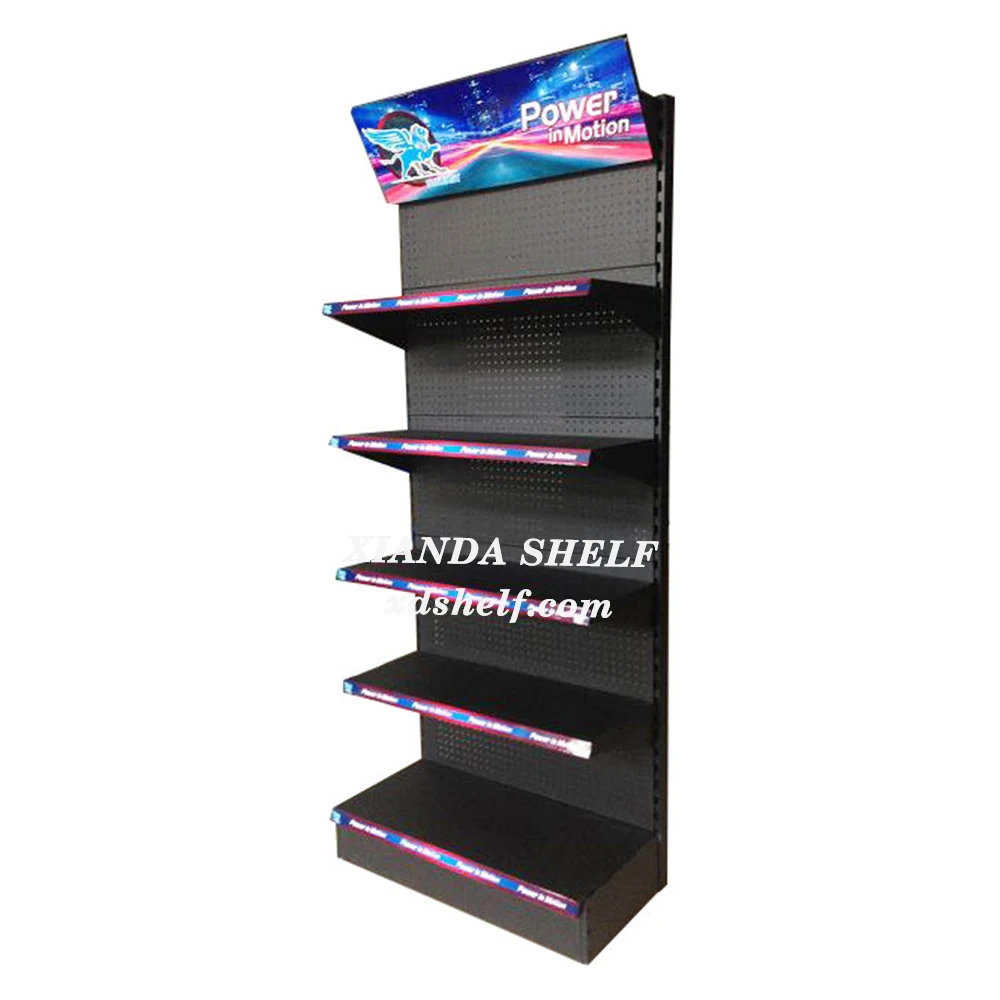 Perforated Back Panel Supermarket Gondola Shelf for Tools Display Rack
