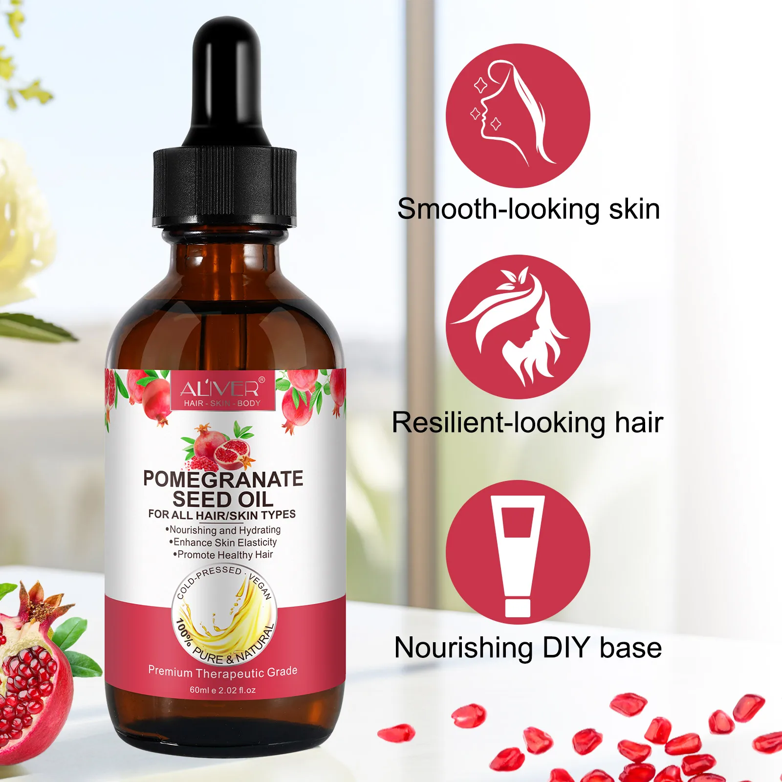 ALIVER 60ml Enhance Skin Elasticity Moisturizer Nourishing Hair ...