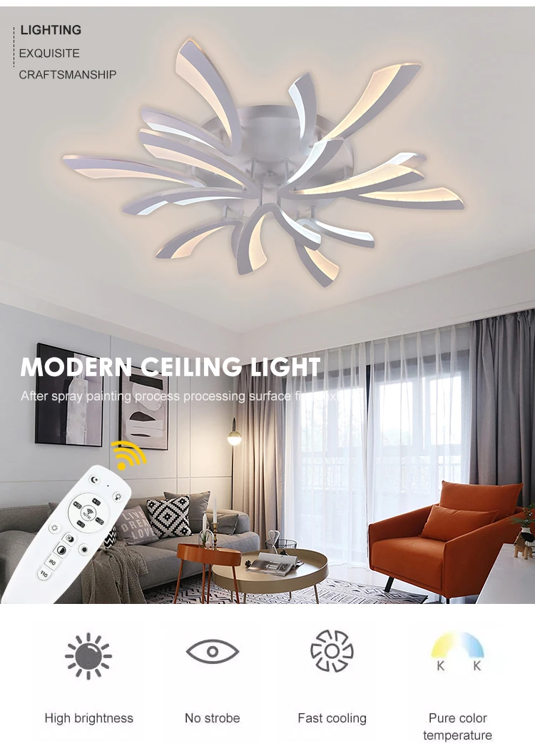 High Quality Living Room Ceiling Fancy Light Remote Control Smart Home ...