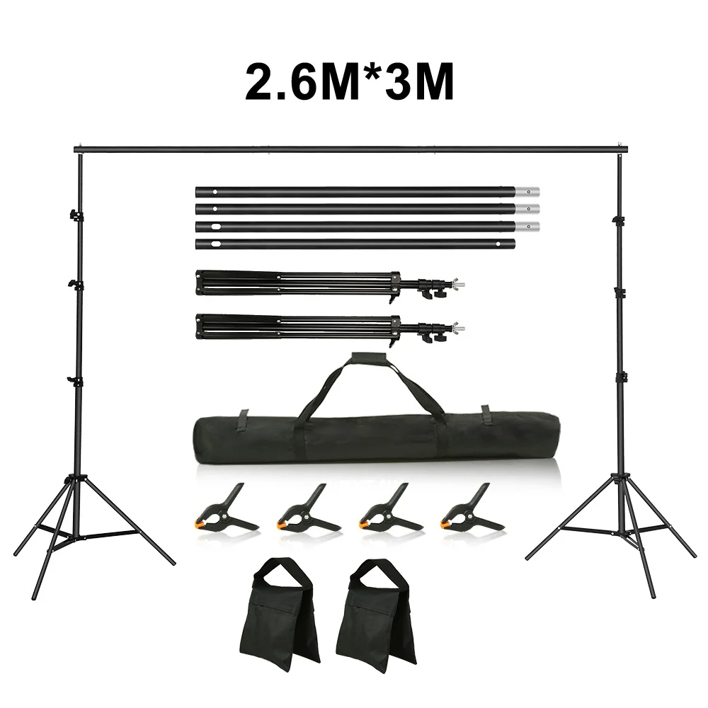 Photo Studio Background Support Kit with muslin Green Screen Backdrop ...