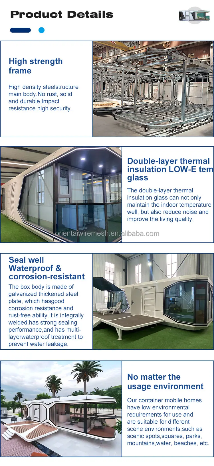 Secure 20 40ft Space Capsule House Outdoor Eco Capsule House Luxury Pod ...