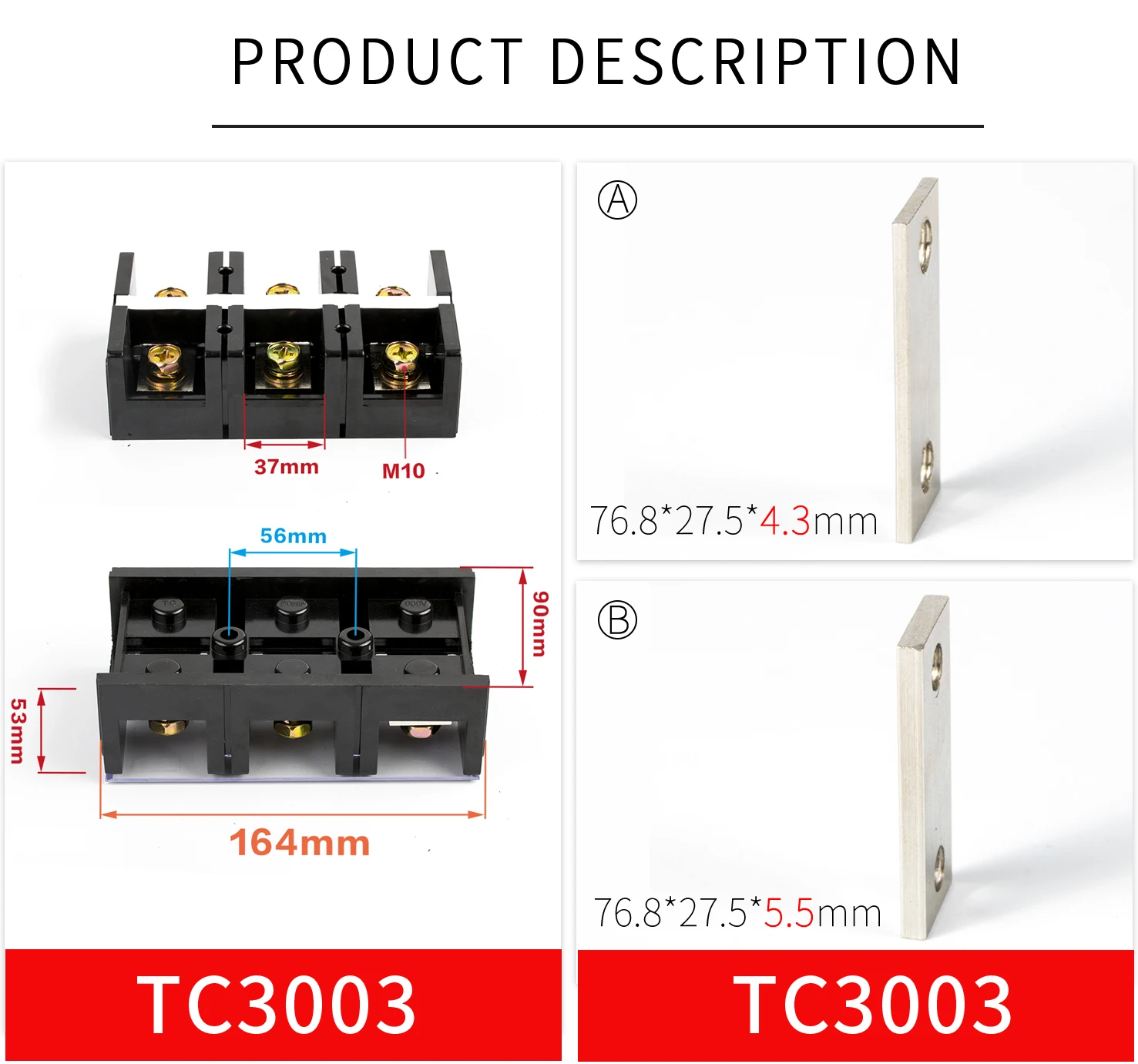 CHFRPU 300A 600V High Current Terminal Blocks Fence Terminal TC300A ...