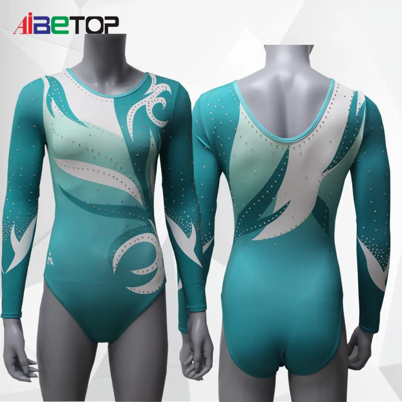 Long Sleeve Breathable Shiny Custom Training Gymnastic Dancewear Leotards Sexy Girls Leotard ...
