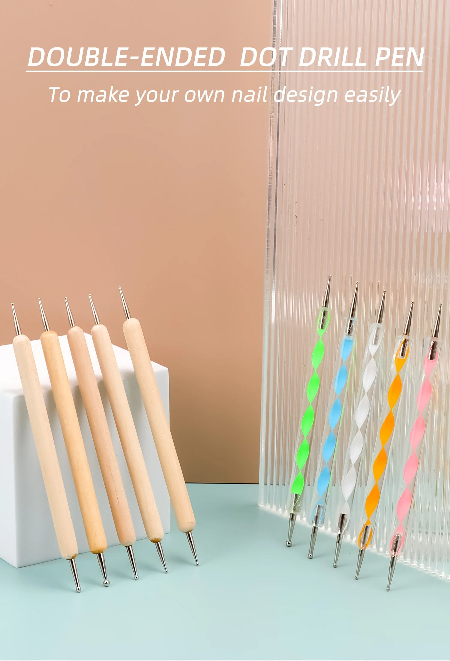 Double Sized Ball Tips Nail Art Dotting Tools Nail Tracing Stylus ...