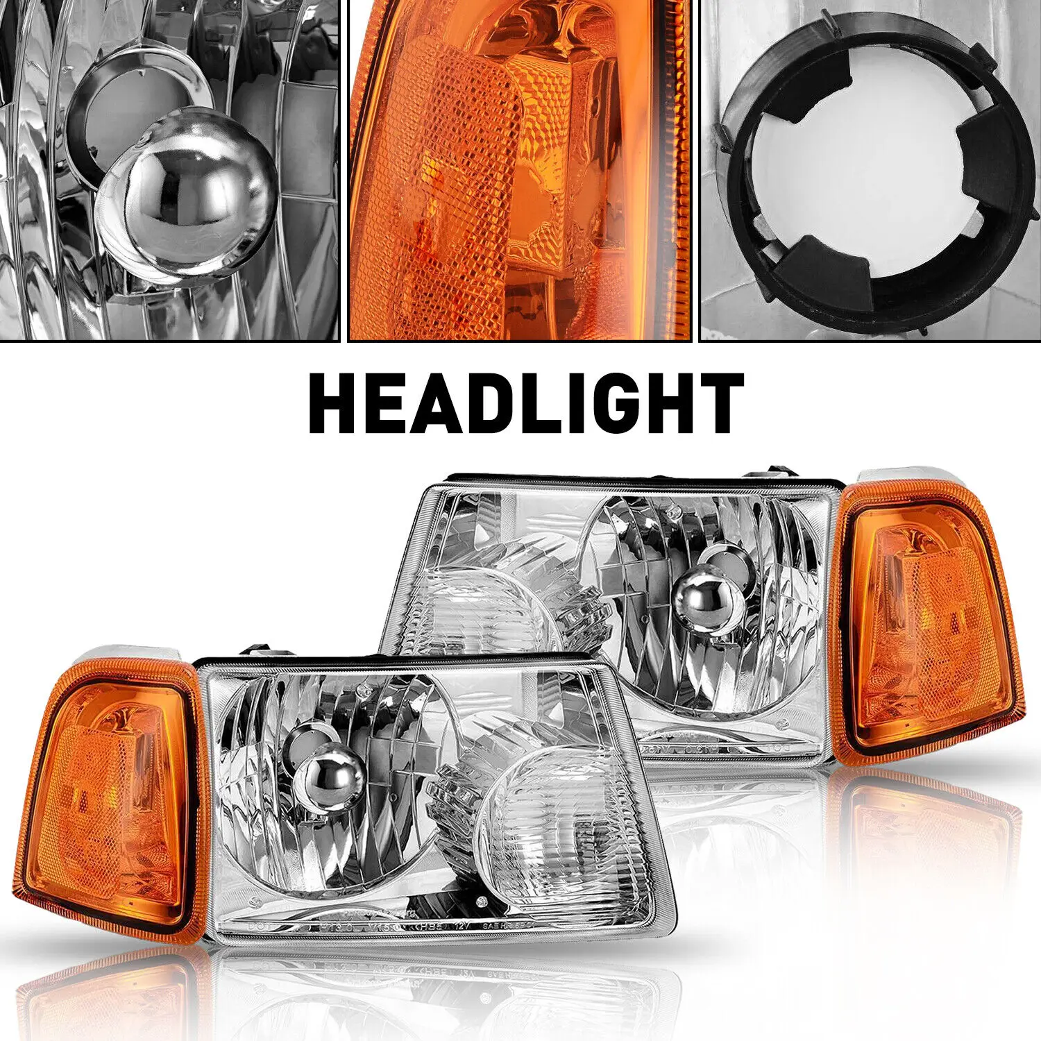 High Quality Projector Headlights Assembly W/corner Light Halogen Head ...