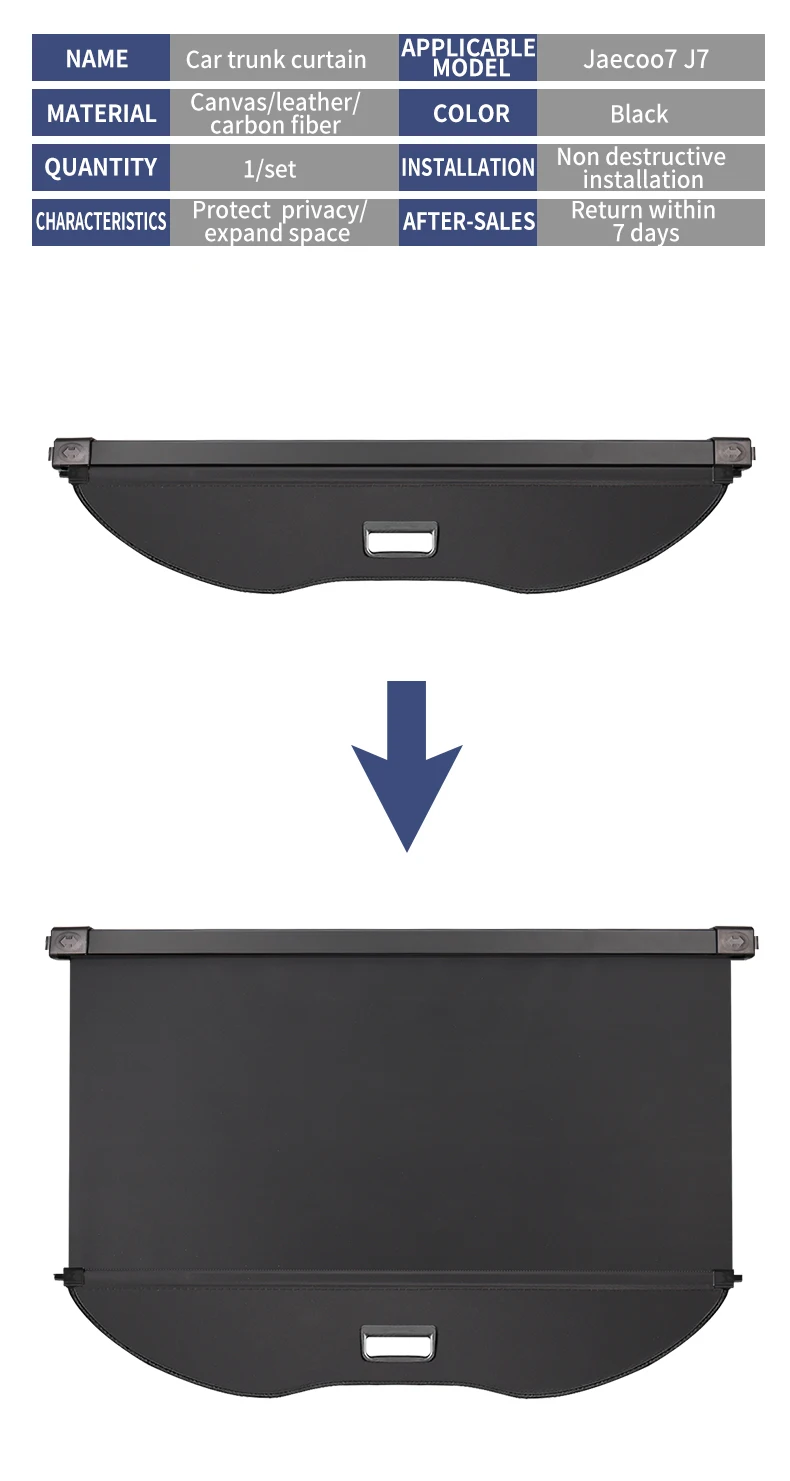 Retractable Trunk Cargo Cover for Chery Jaecoo J7 2023+ - Privacy ...