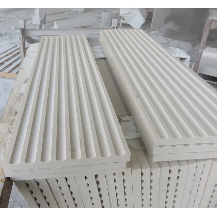 Custom Stone Wall Pencil Round Stripe Border Fluted Panel Slab Flute ...