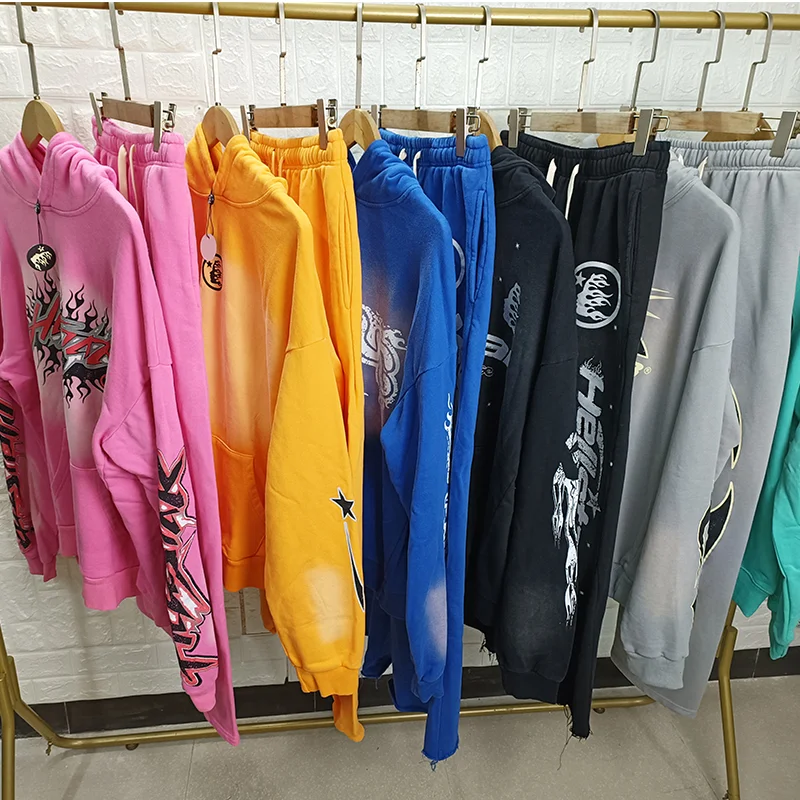 Top Quality Hellstar Sweatpants And Hoodie Set Tracksuits Acid Wash ...