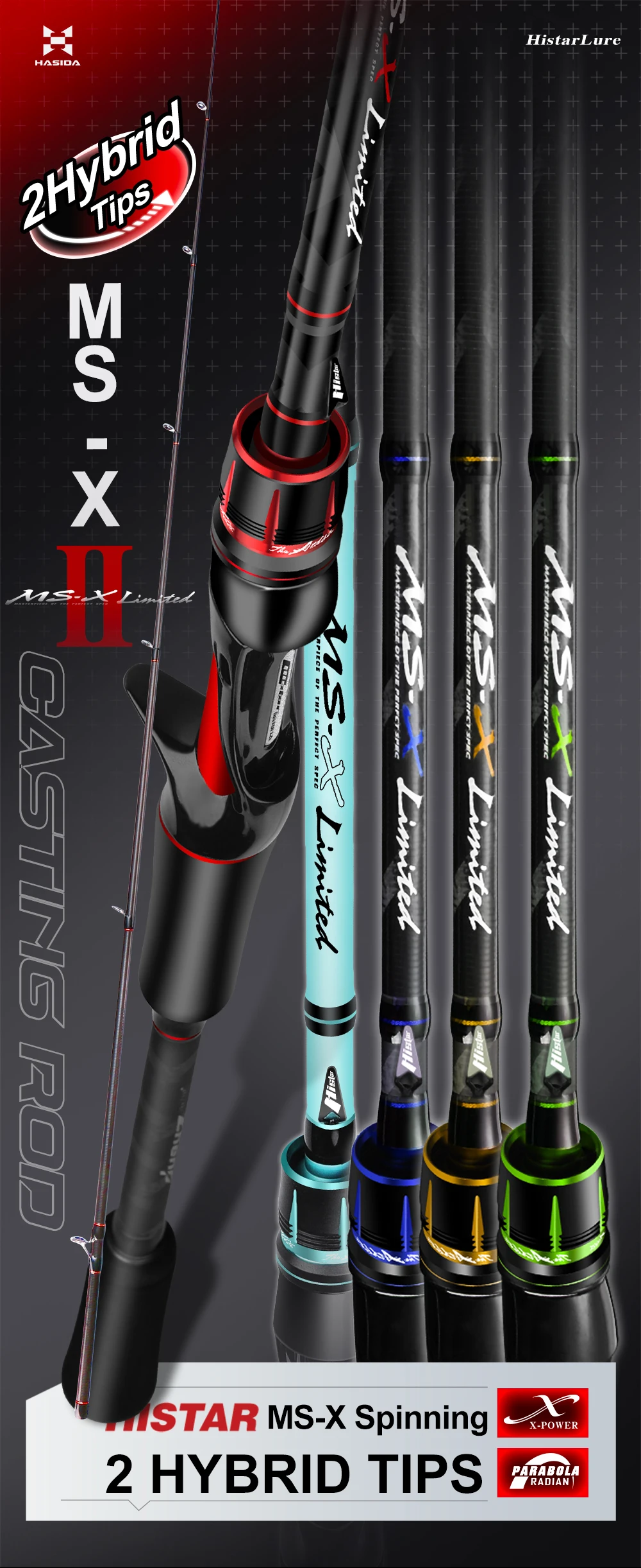 Histar MS-X Series Carbon Fishing Rods for Spinning & Casting - Durable ...