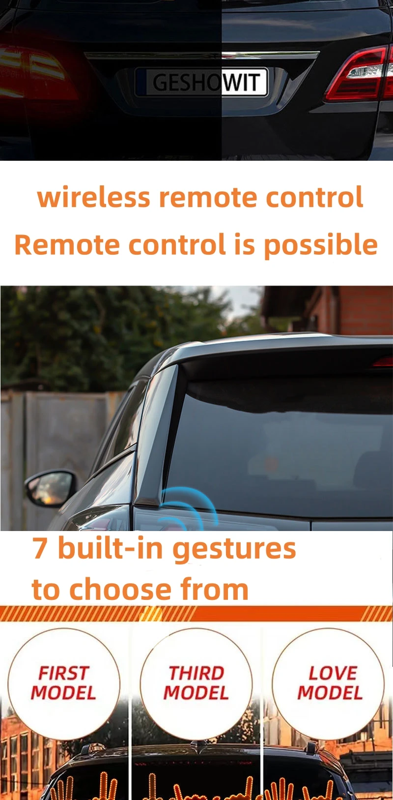 Universal Fun Car Middle Finger LED Light with Remote Car Gadgets ...