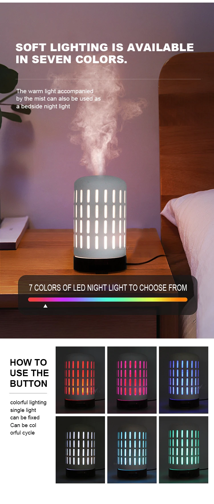 100ml Vertical Strip Hollow Pattern Ceramic Ultrasonic Air Humidifier ...