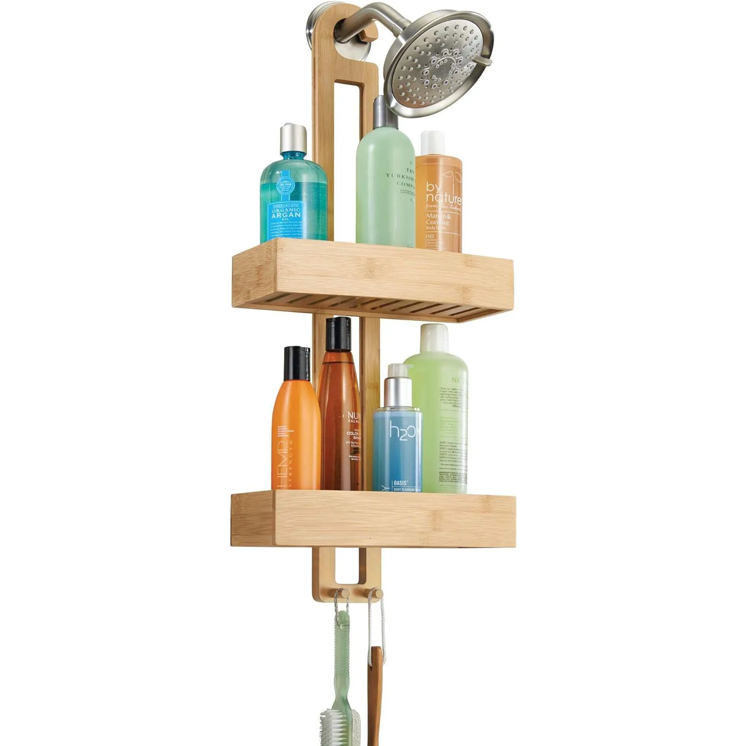 Bamboo Bathroom Set 3-tiers Shower Caddy Rack Bamboo Bathroom Shelf ...