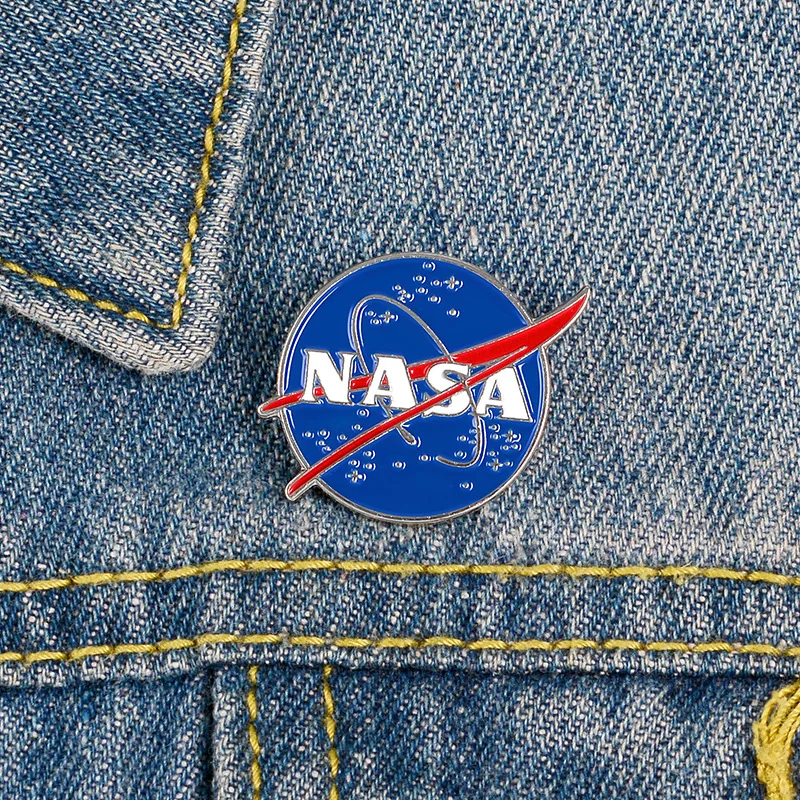 NASA Letters Astronaut Space Brooch Alloy Creative Badge Blue Soft ...