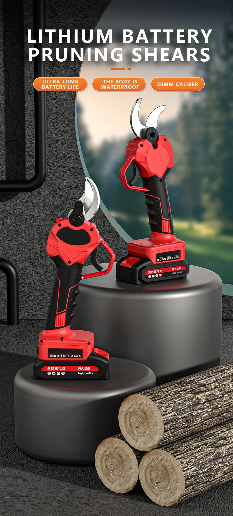 Electric Garden Shears - Cordless Lithium Battery Pruner with Ergonomic ...