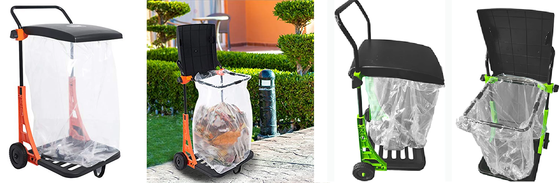 Outdoor Steel Portable Moving Garden Leaf Bag Trolley Plastic Waste Bin ...