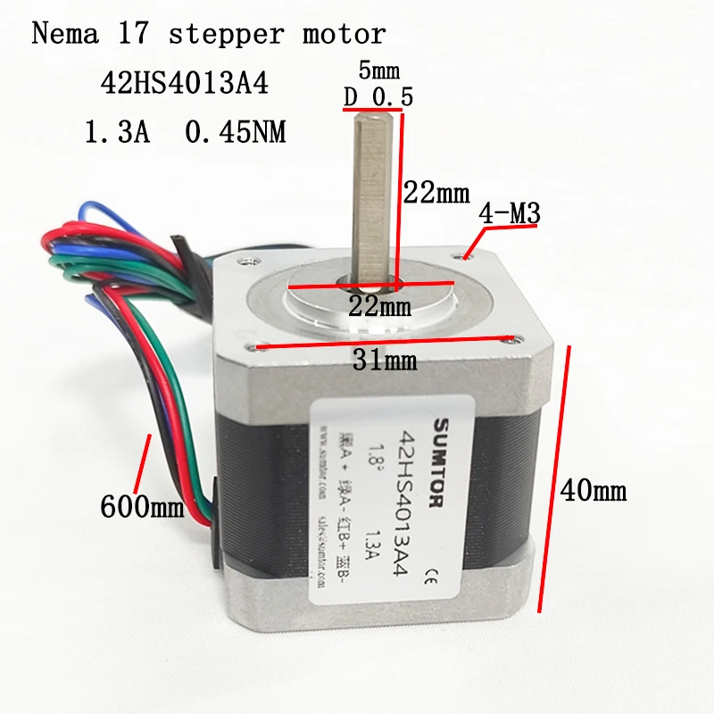 Nema 17 Stepper Motor 40mm 1.3A Single Shaft and Double Shaft 40N.cm ...