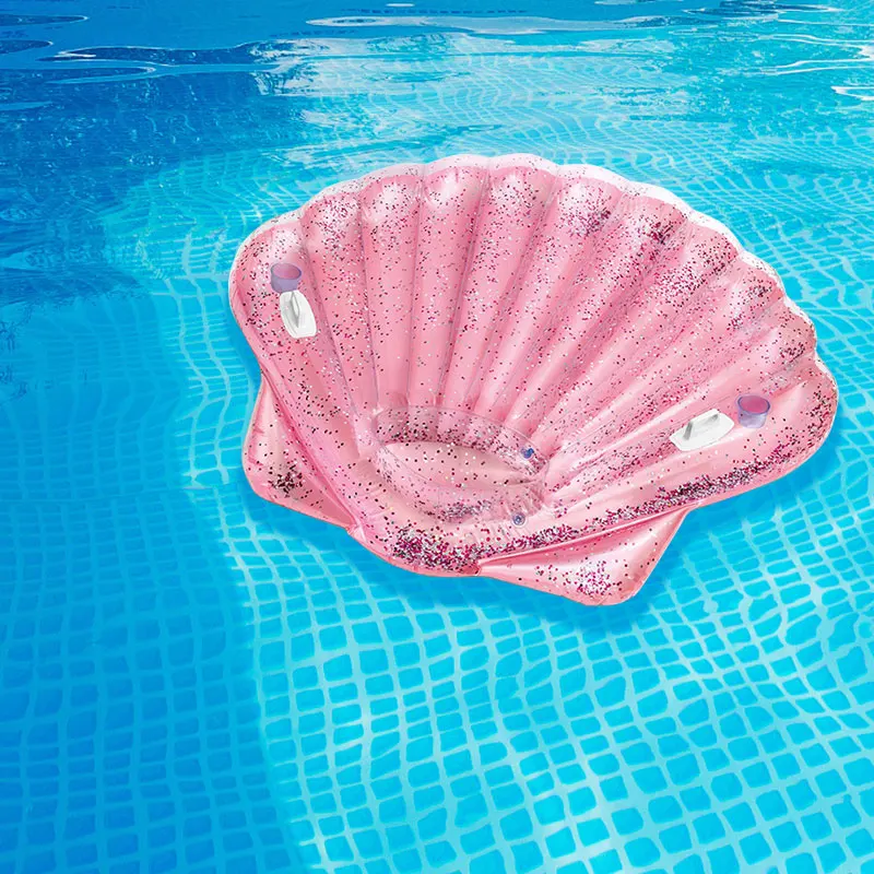 Bsci Pink Glitter Pvc Beach Adult Inflatable Clam Seashell Pool Float ...