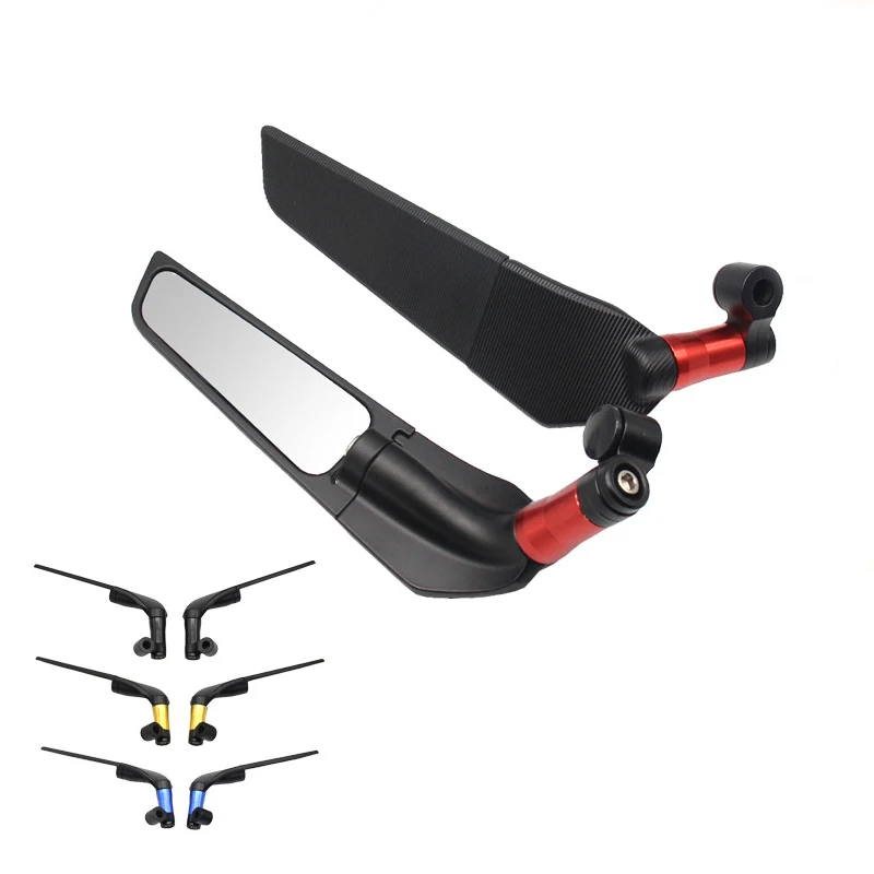 Motorcycle Mirror Black Rear View Mirror Universal Fixed Wing Electric ...