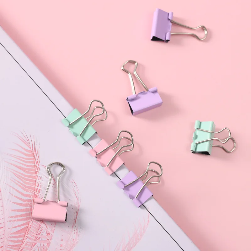 Factory Direct 19mm Long Tail Metal Clip Box Macaron Color Office ...