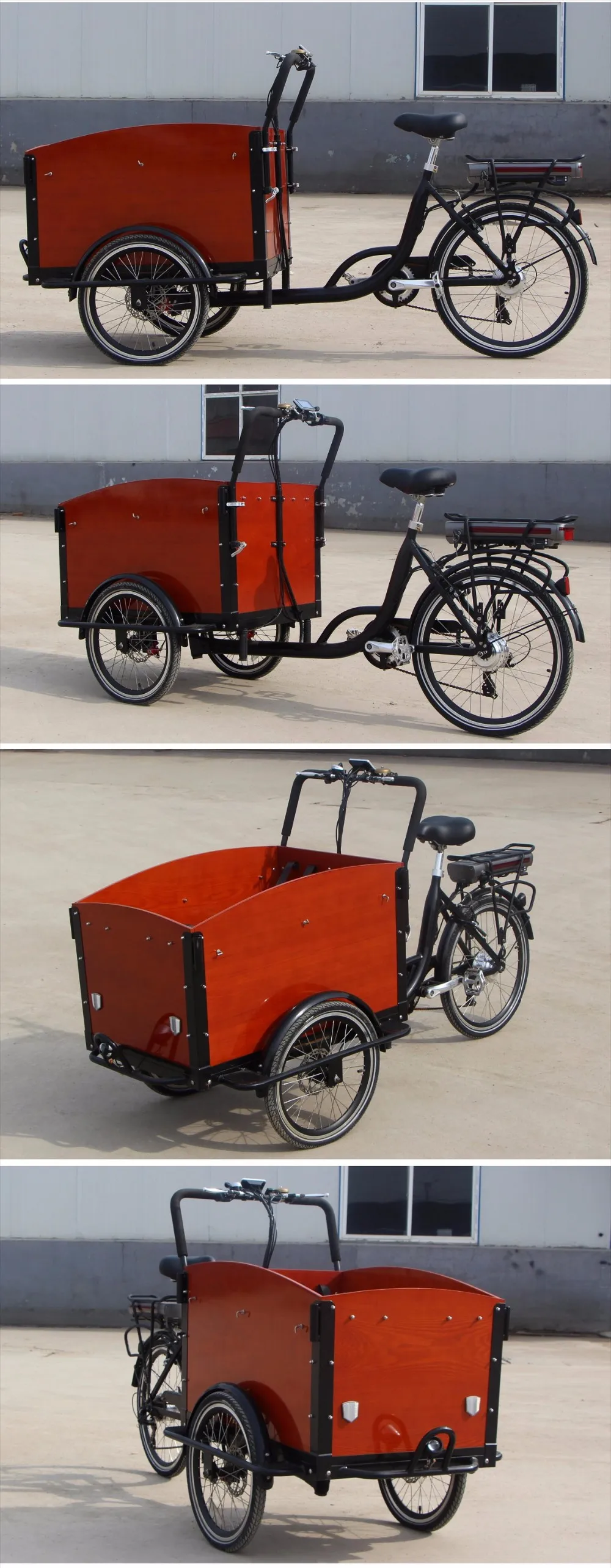 Dutch Family Cargo Bike 250w Rear Motor Tricycle With Wooden Box - Buy ...
