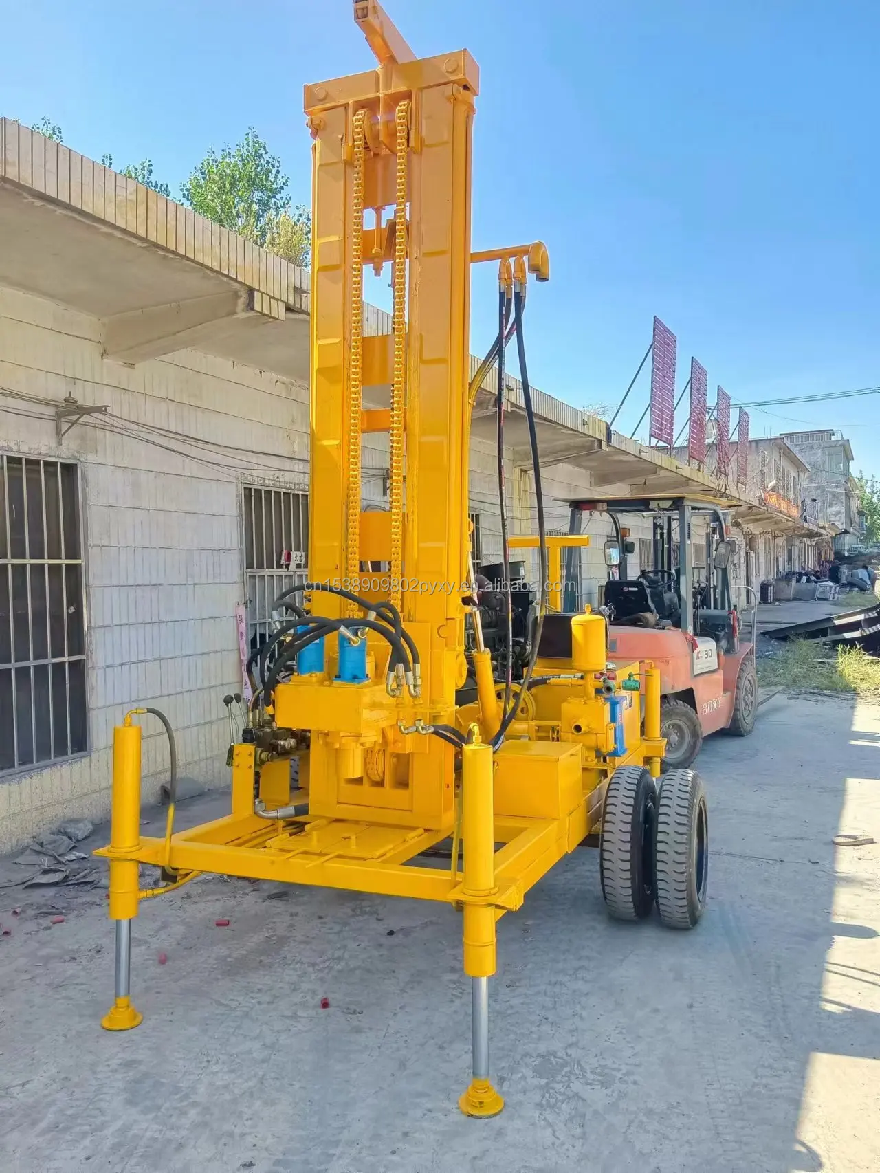 300 M Water Well Rig Portable Wheeled Pneumatic Borehole Deep Water ...
