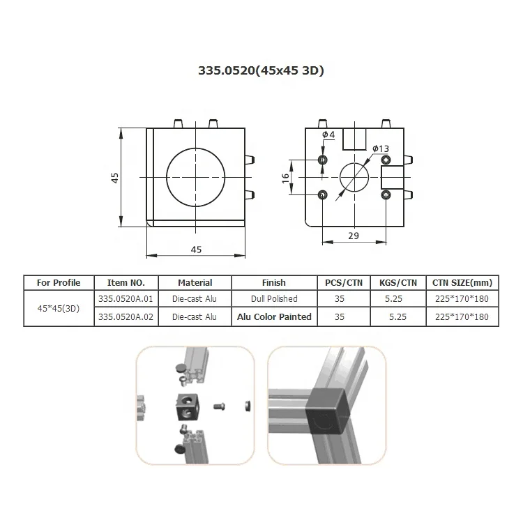 2D 3D Aluminum Connectors - Durable & Versatile Solutions