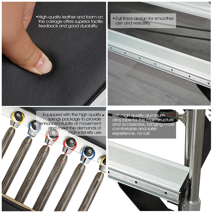 Full Track Reformer Exercise White Aluminum Alloy Pilates Reformer Bed ...